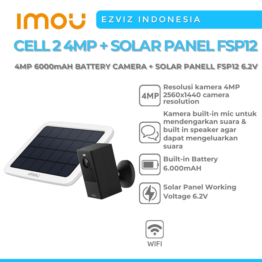 Jual IMOU CELL 2 4MP + SOLAR PANEL FSP12 6.2V 4MP 6000MAH BATTERY WIFI ...