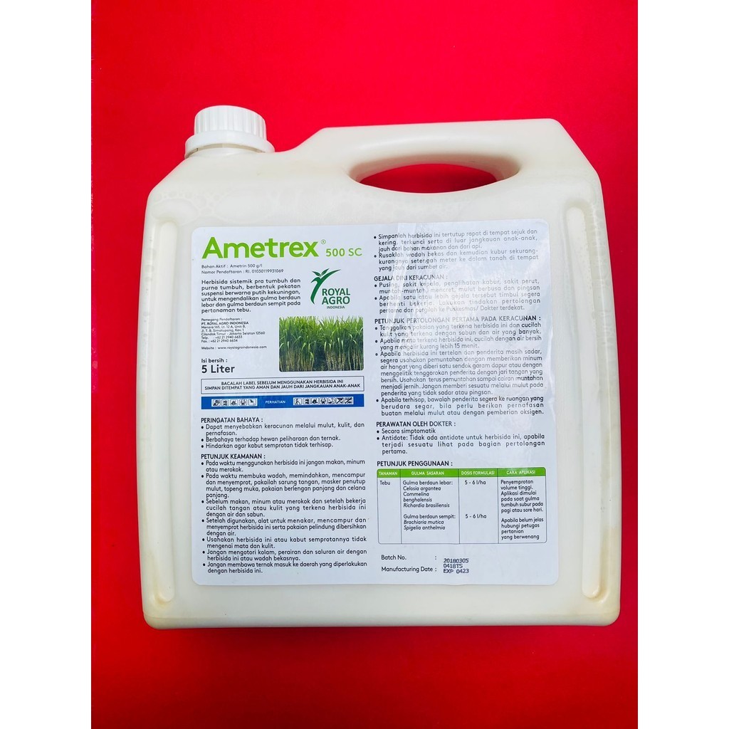 Jual Herbisida AMETREX 500SC kemasan 5lt dari ROYAL AGRO INDONESIA ...