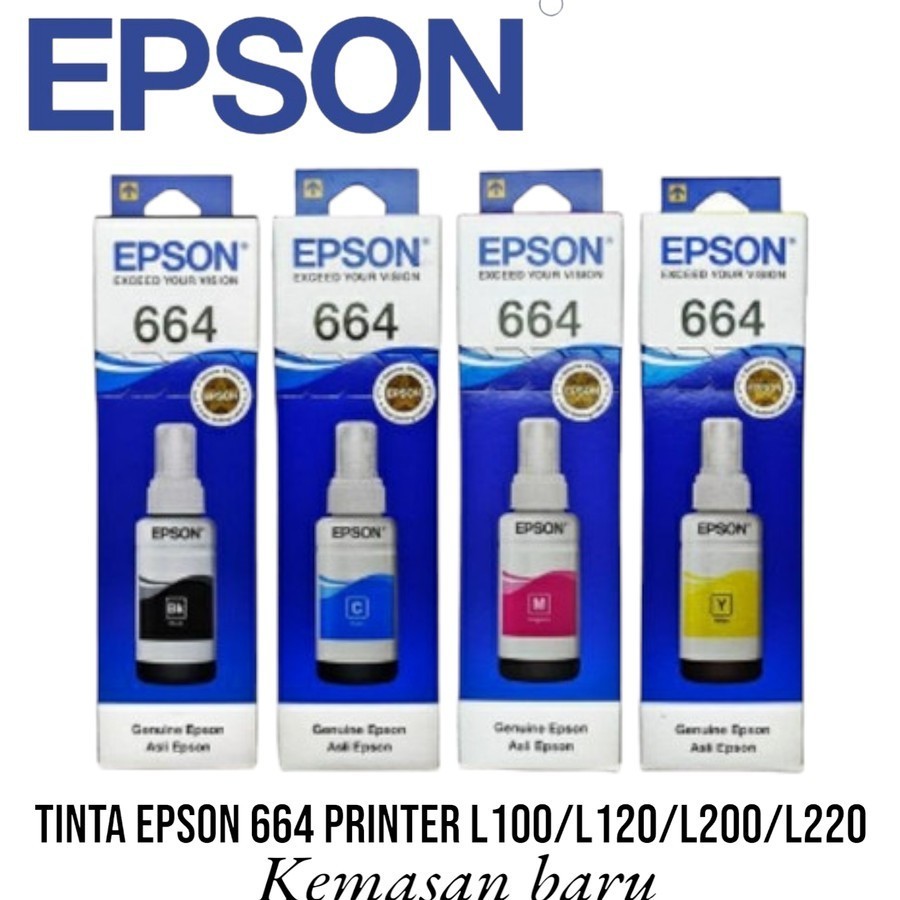 Jual Tinta Epson 664 T6641/T6642/T6643/T6644 Black,Cyan,Magenta,Yellow - TH | Shopee Indonesia