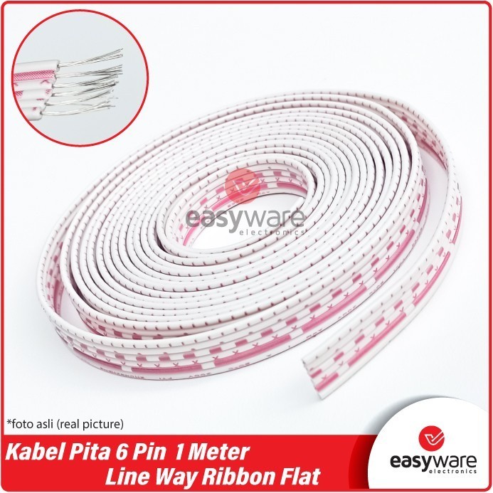 Jual Kabel Pita 6 Pin 6P 6 Line Way AWG 26 Ribbon Flat Satu Meter ...
