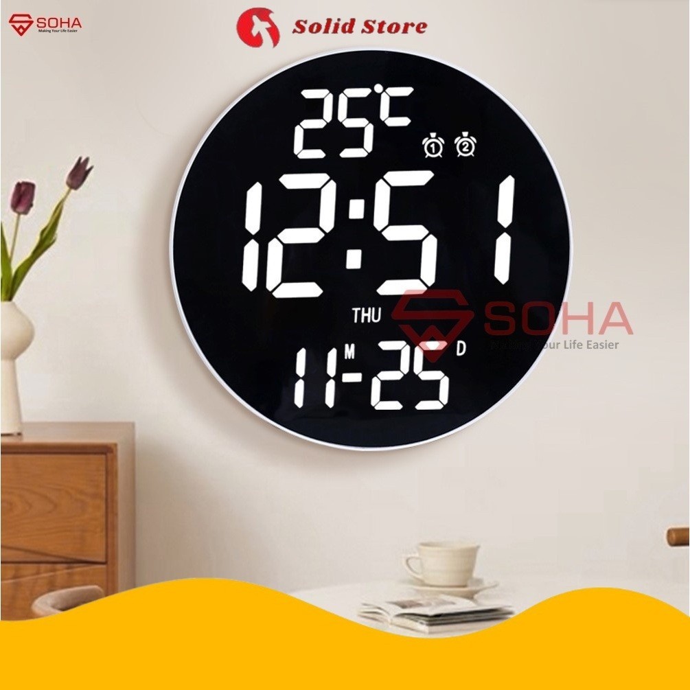 Jual JD-15 SOHA Jam Dinding LED 11 Inch Jam Digital Alarm Gaya Modern ...