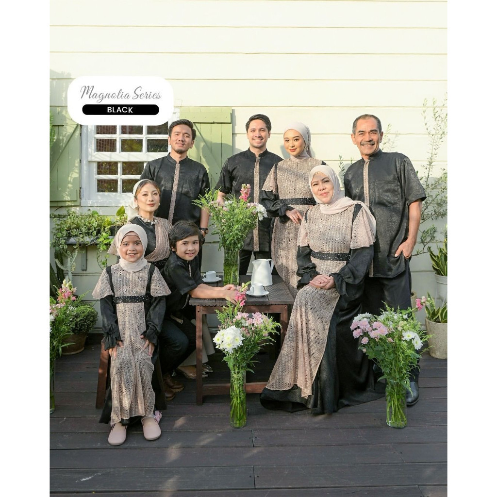 Jual Gamaleea - Magnolia Rayya Black / Family set / Seragam Keluarga ...