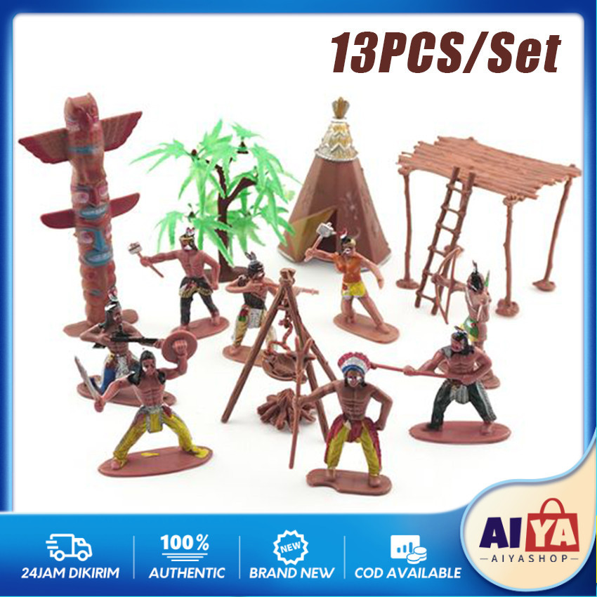 Jual 13Pcs/Set Miniatur Patung Mini Indian Figure Orang Suku Indian ...