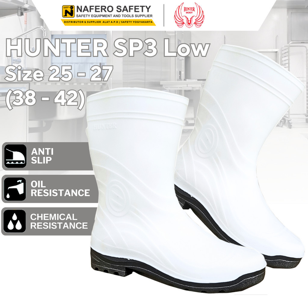 Jual Sepatu Boot Pendek HUNTER SP 3 Putih Boots Karet Ringan Lentur ...