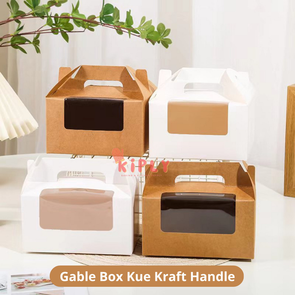 Jual Gable Box Kue Kraft Handle/Box Kue Cupcake/Box Kue Ulang Tahun ...