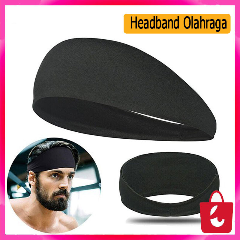 Jual Bandana Headband Olahraga Elastic Sport Hairbands Yoga Warna Hitam ...