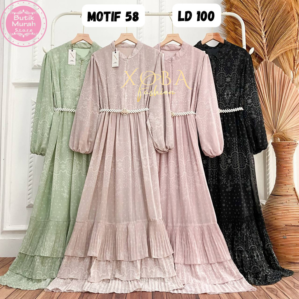 Jual Xoba Fashion 3513 Motif 58 Gamis LD 100 CM Free Belt Ceruti Full ...