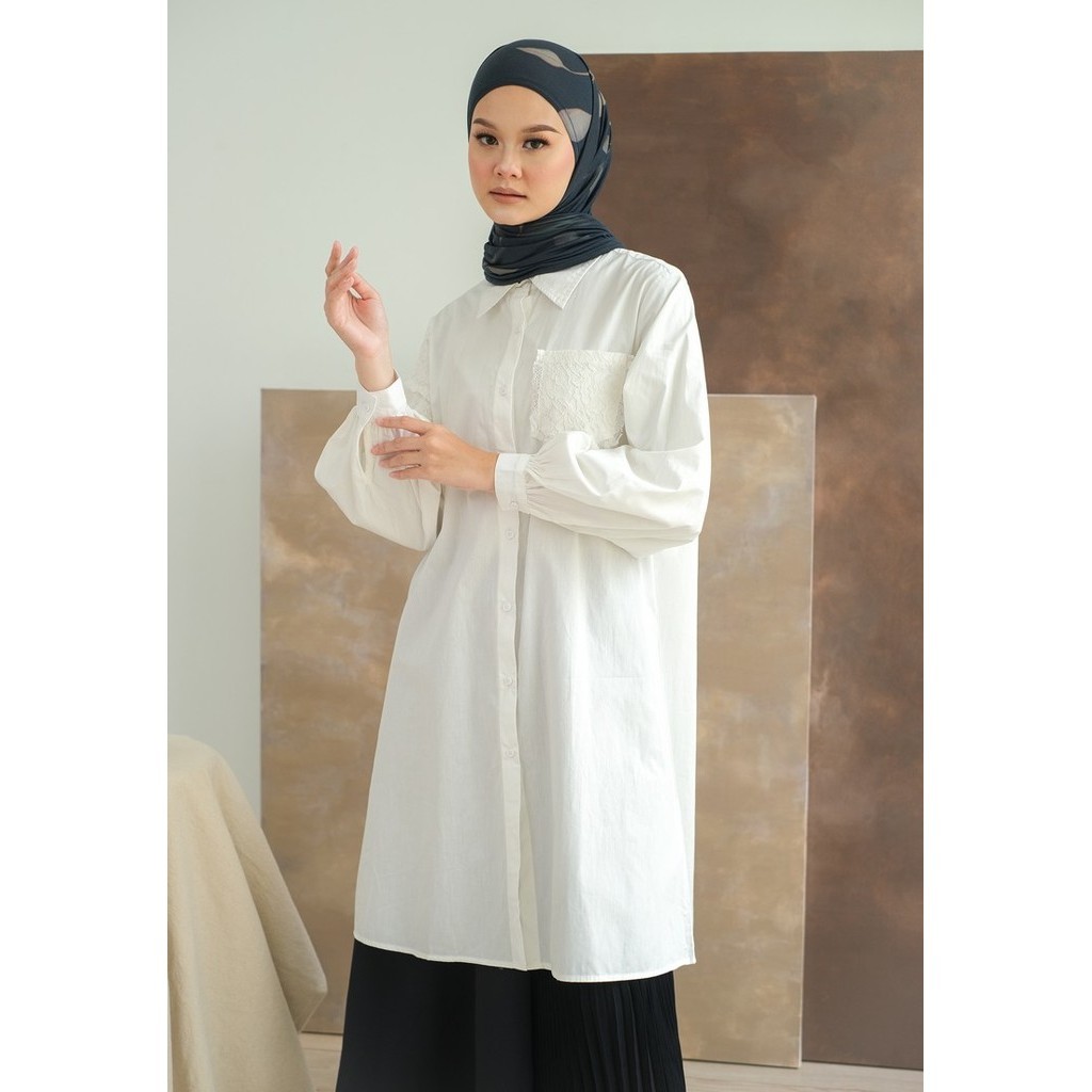Jual Hanna Risa Lace Long Tunic Kemeja Wanita Hijab Friendly CH010424 | Shopee Indonesia