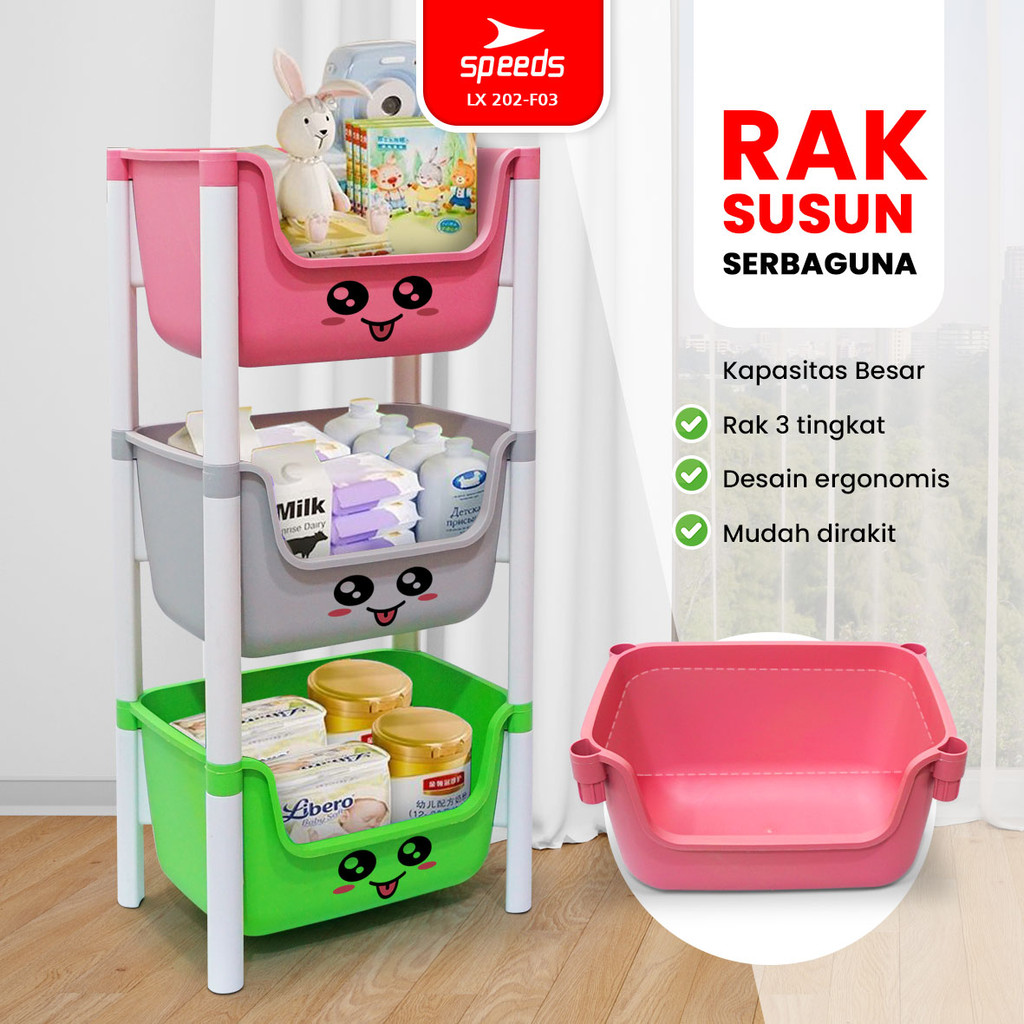 Jual SPEEDS Rak Mainan Rak Susun Tempat Penyimpanan Mainan Kotak Mainan ...