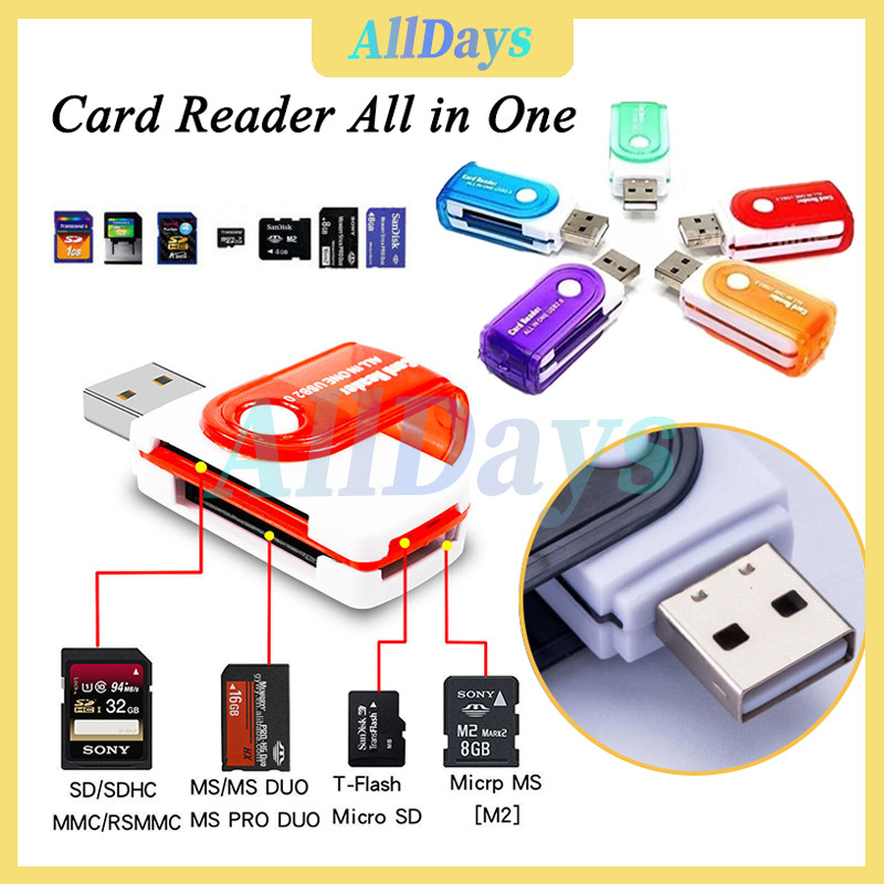 Jual Card Reader All In One 4 Slot USB Cardreader Putar 4in1 Multi ...