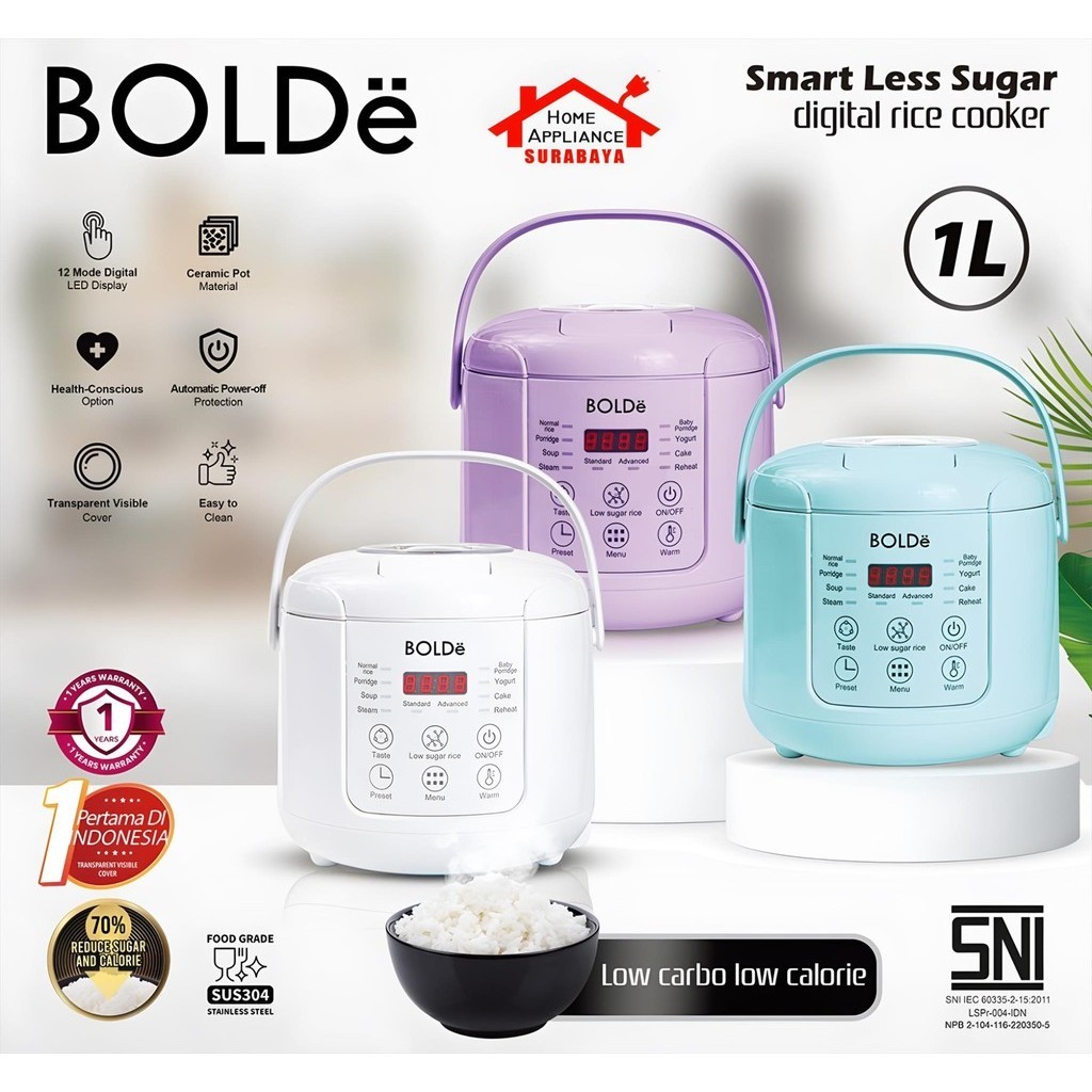 Jual BOLDe SMART Rice Cooker Digital - Magic Com Less Sugar 1 Liter SMR ...