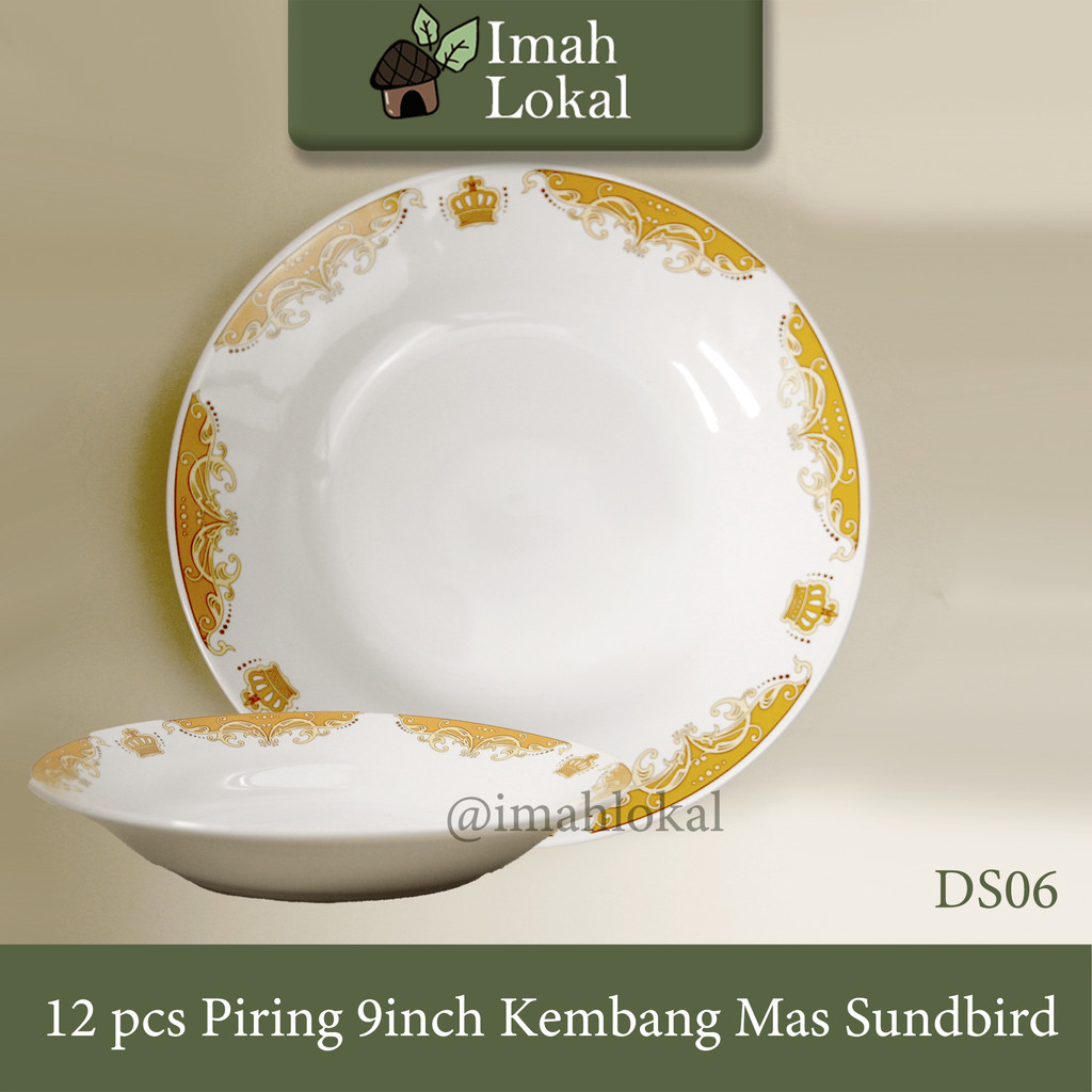 Jual Piring Makan Keramik 9inch Kembang Mas Mahkota Sunbird 22.5cm ...