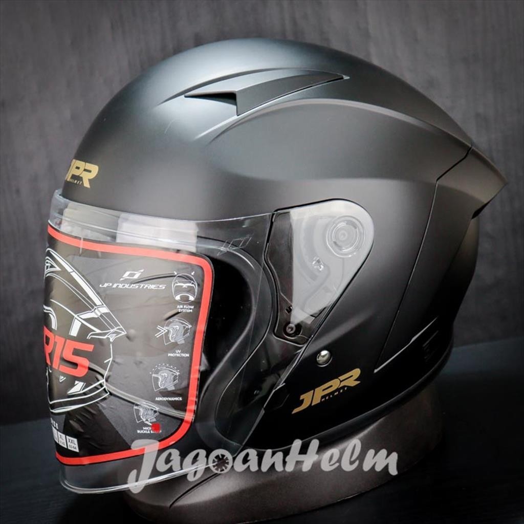 Jual RR15 SOLID | BLACK DOFF GOLD| HALFACE | SINGLE VISOR | RR-15 | JPX ...