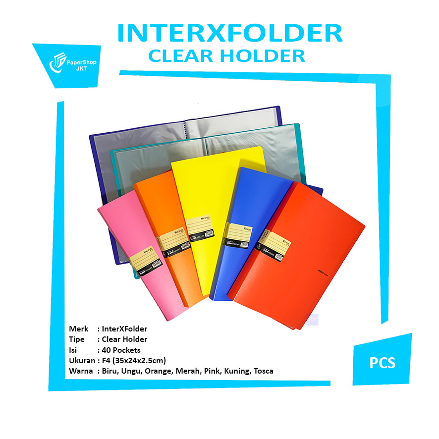 Jual InterXfolder - Dokumen Keeper Clear Holder 40 Lembar Folio - Pcs ...
