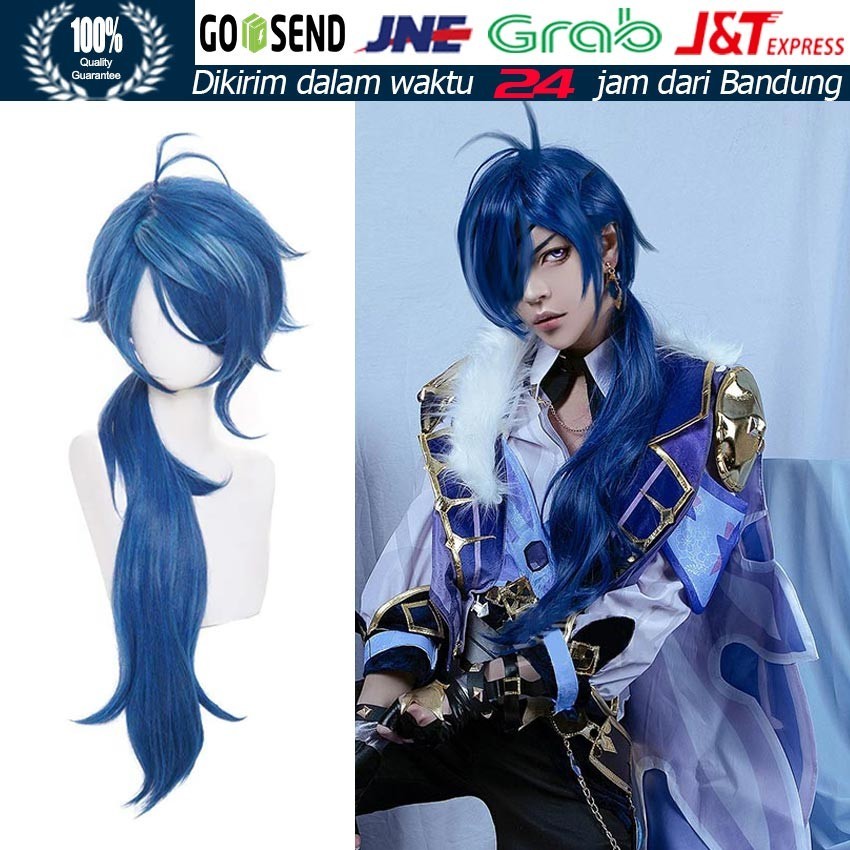 Jual Wig Kaeya Cosplay Genshin Impact 80cm Rambut Biru Panjang Orang ...