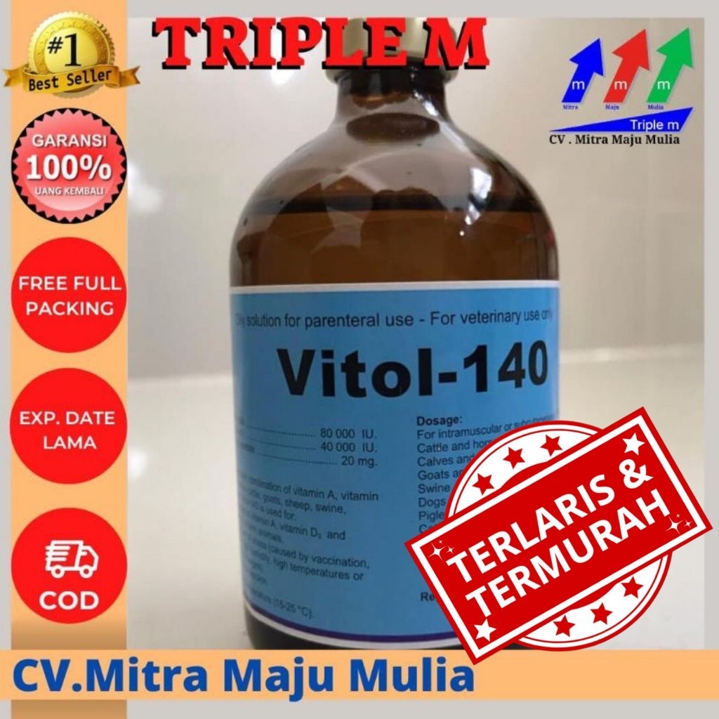 Jual Vitol 140 isi 100ml Original - Vitamin ADE Perbaiki Kondisi dan Produktivitas Hewan ...