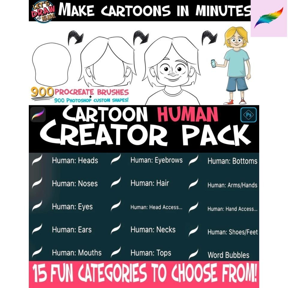 Jual Brush Procreate - Cartoon Human Creator Pack 900 Brushes for ...