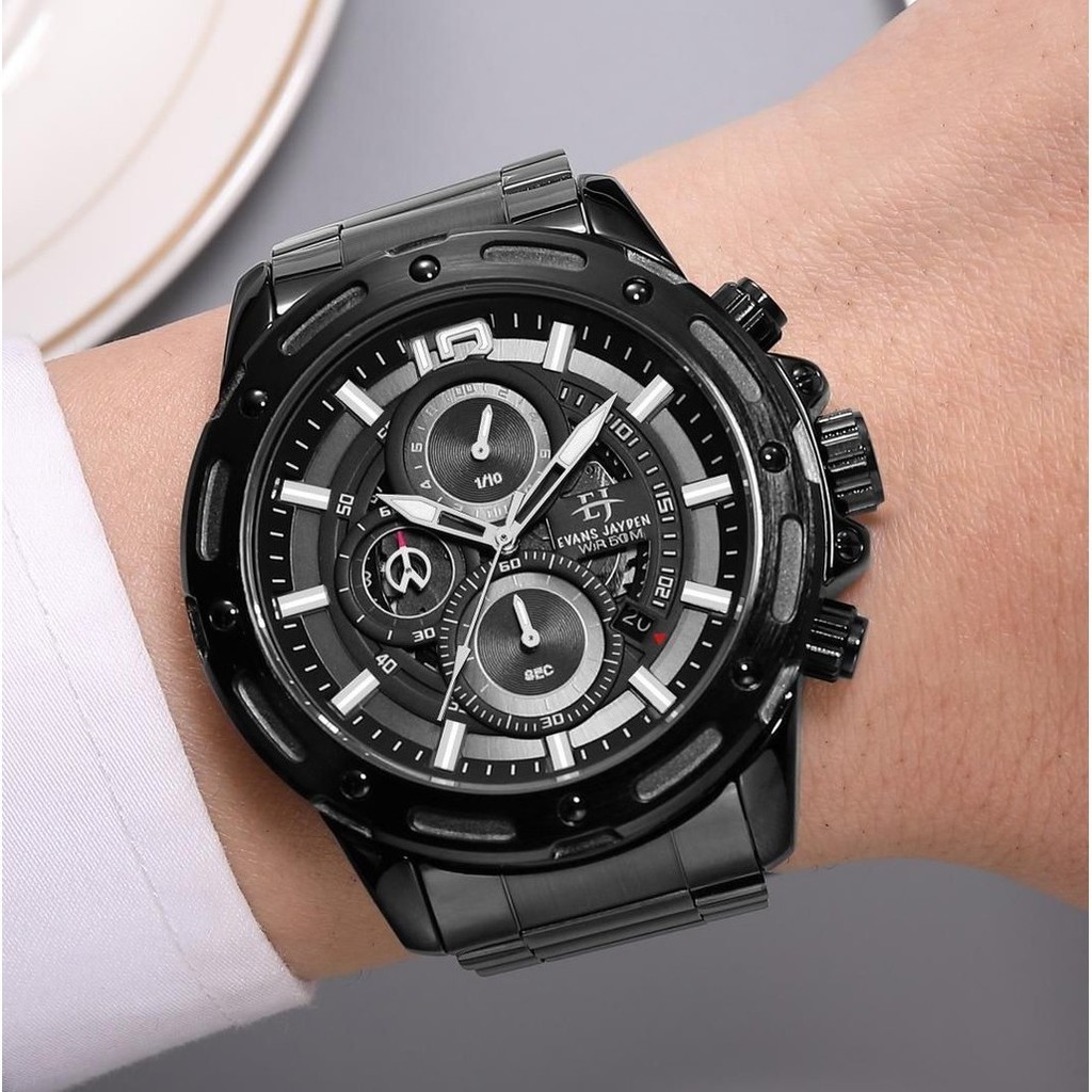 Jual Buy 1 Get 1 !!! Evans Jayden Jam Tangan Pria EJ 9494 Rantai ...