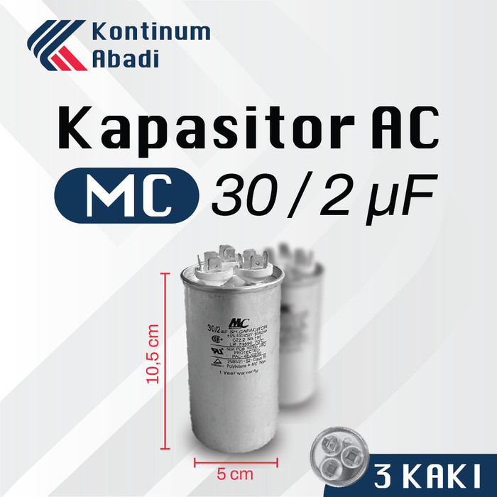 Jual BONETT KAPASITOR / CAPASITOR 3 KAKI AC MEREK MC | 30/2 uF / MIKRO | Shopee Indonesia