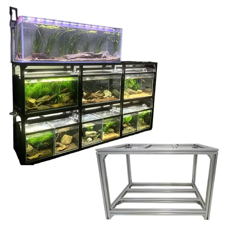 Jual Aluminum aquarium fish display stand TV cabinet side table Wooden ...