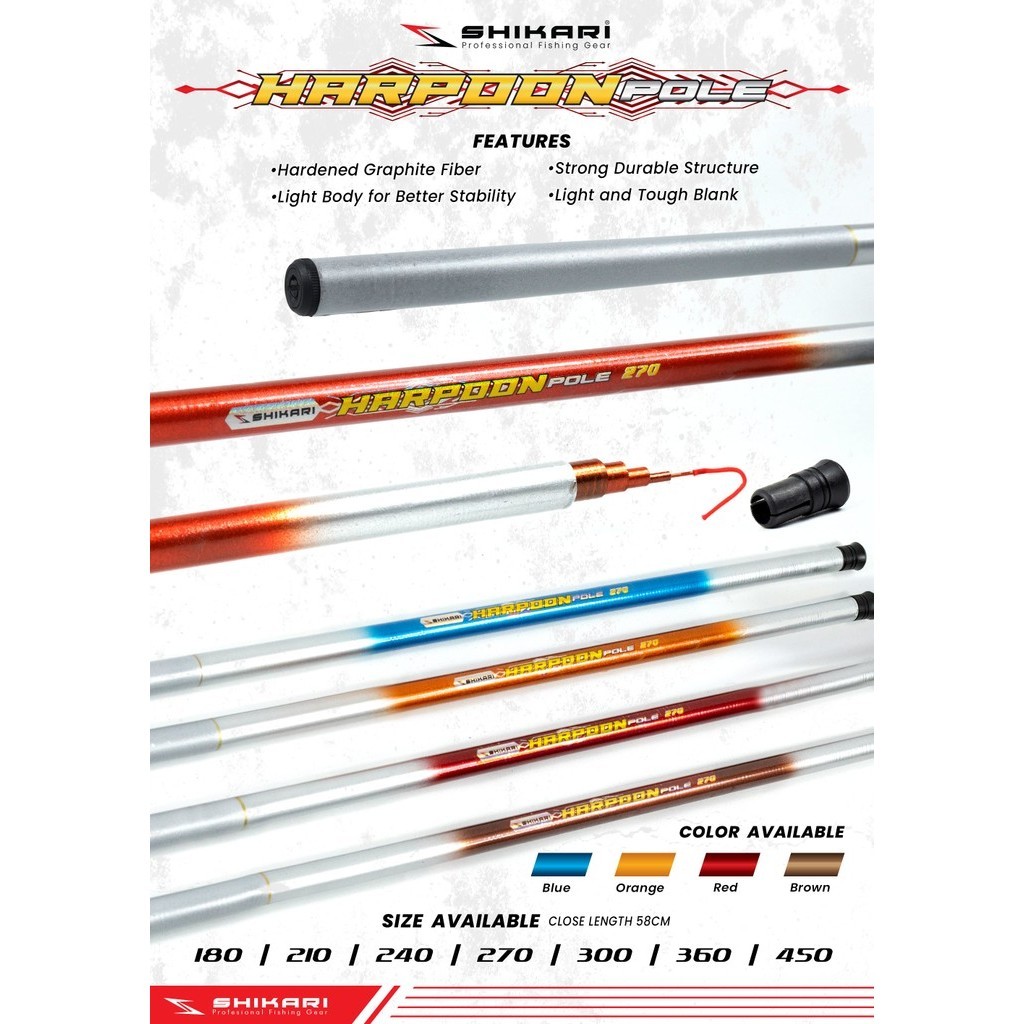 Jual TEGEK PANCING SHIKARI HARPOON FIBER 180CM SAMPAI 450CM | Shopee ...