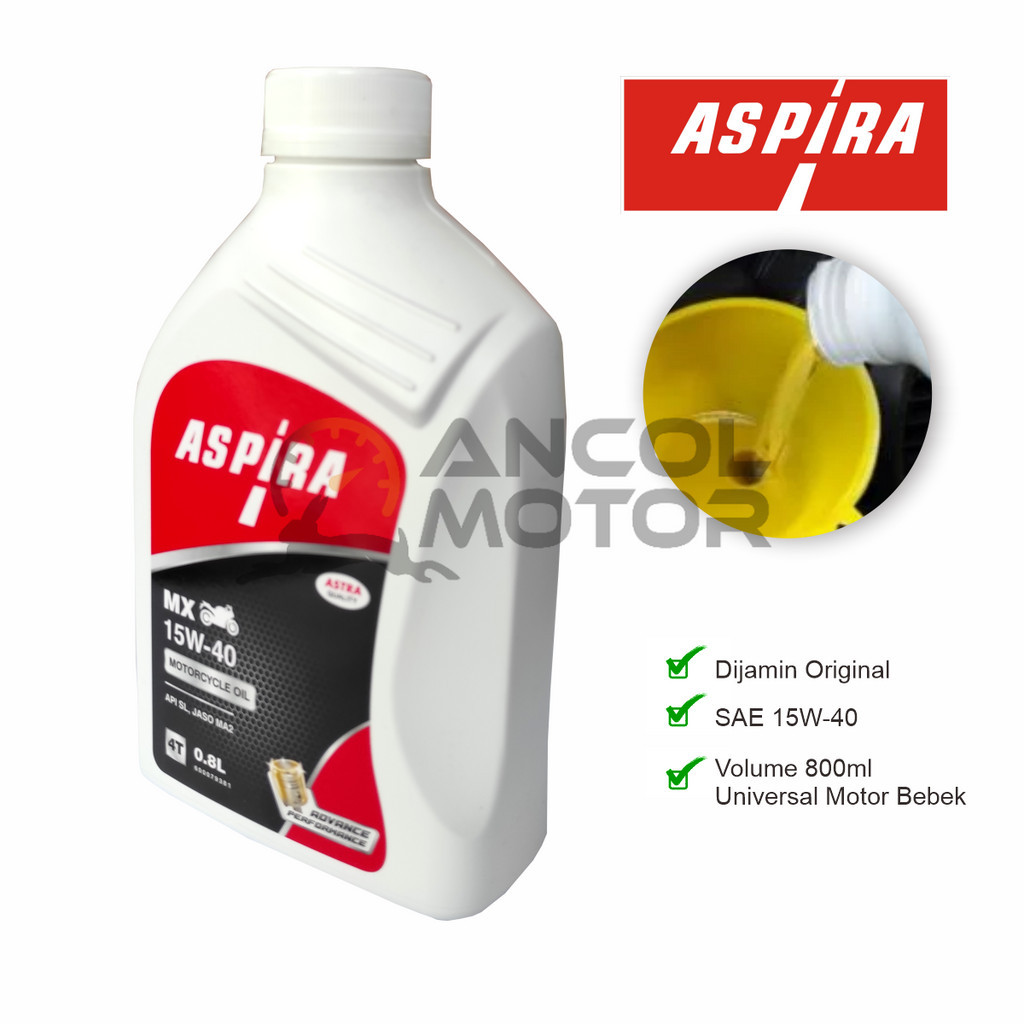 Jual Aspira Oil MX Bebek 15W40 Oli Motor 800ml Supra Smash Jupiter ...