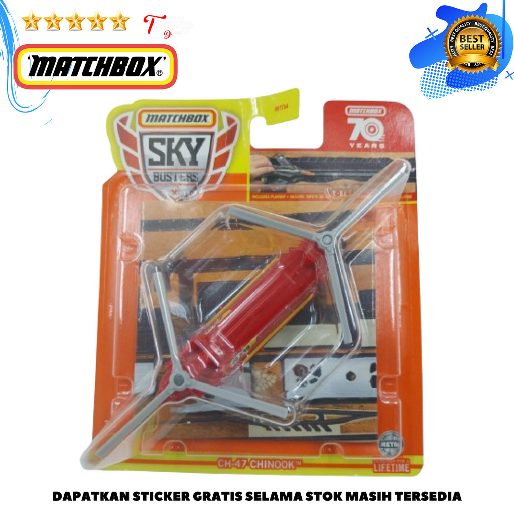 Jual Matchbox MBX Sky Busters CH-47 Chinook Merah Helicopter Pesawat ...