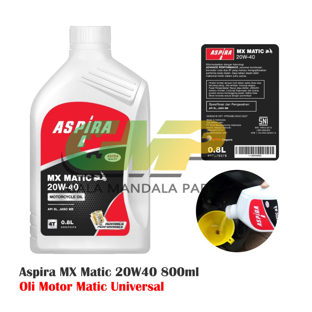 Jual Aspira Oli Motor Matic 20W40 Oil 0,8L Scooter Beat Mio Vario ...