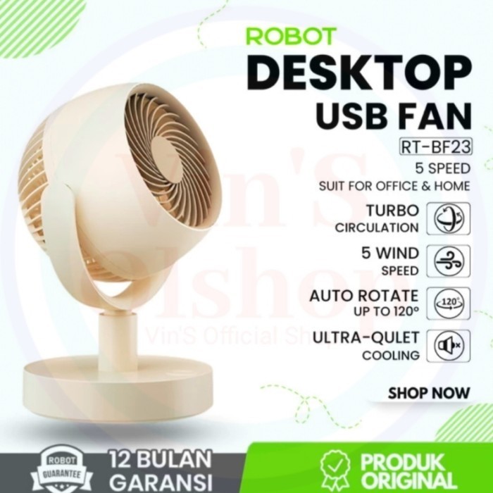 Jual Robot Rotating Desktop Fan RT BF23 / Kipas Angin Turbo Robot ...