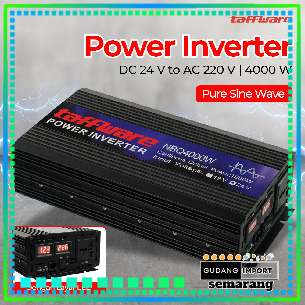 Jual Taffware Inverter PSW 3000 watt / Pure Sine Wave Car Power Inverter DC 12V to AC 220V 3000W ...