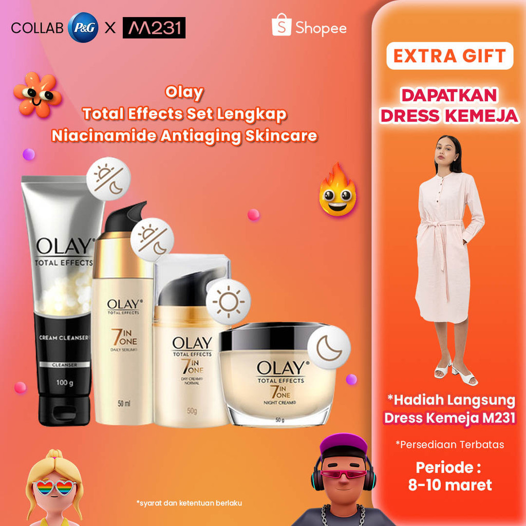 Jual P&G x M231 - Olay Total Effects Set Lengkap Niacinamide Antiaging ...