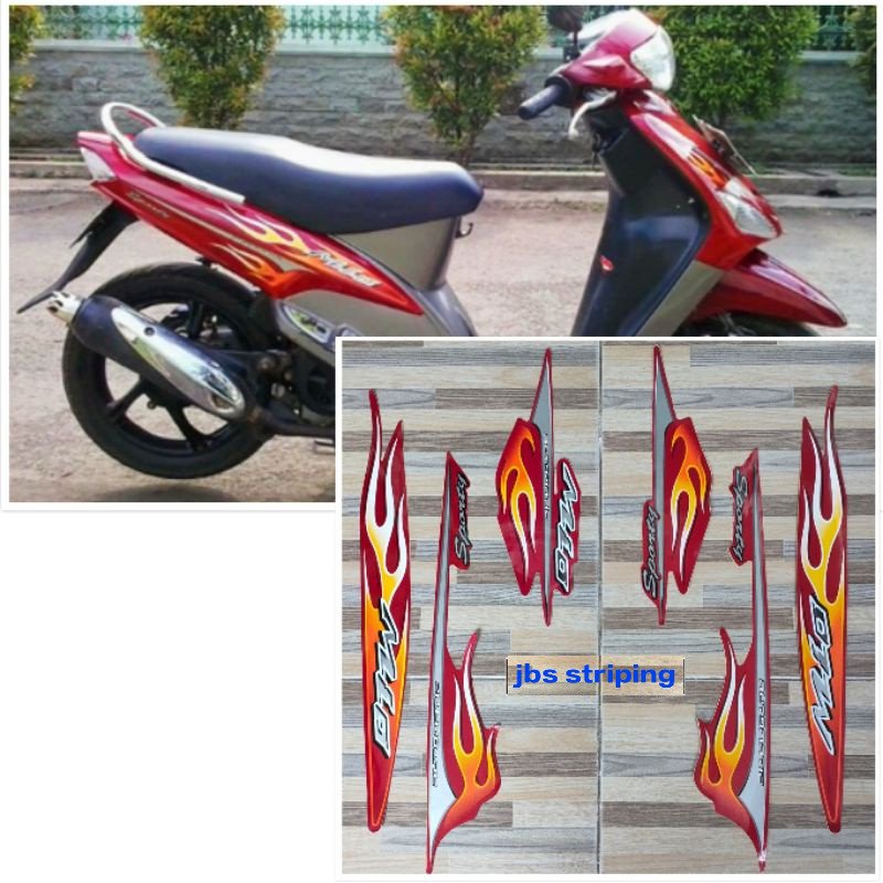 Jual Stiker mio sporty striping Yamaha Mio sporty api merah tahun 2006 ...