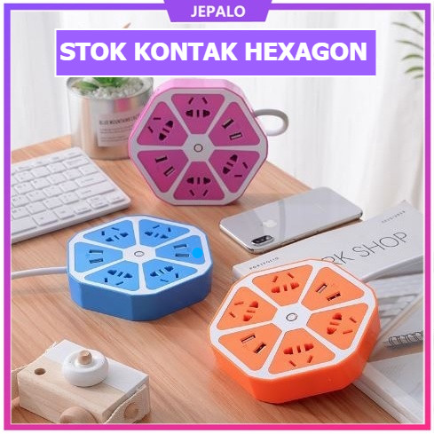 Jual Stop Kontak USB Hexagon Socket 4 USB Colokan Listrik / Stop Kontak Traveling / hexagon ...