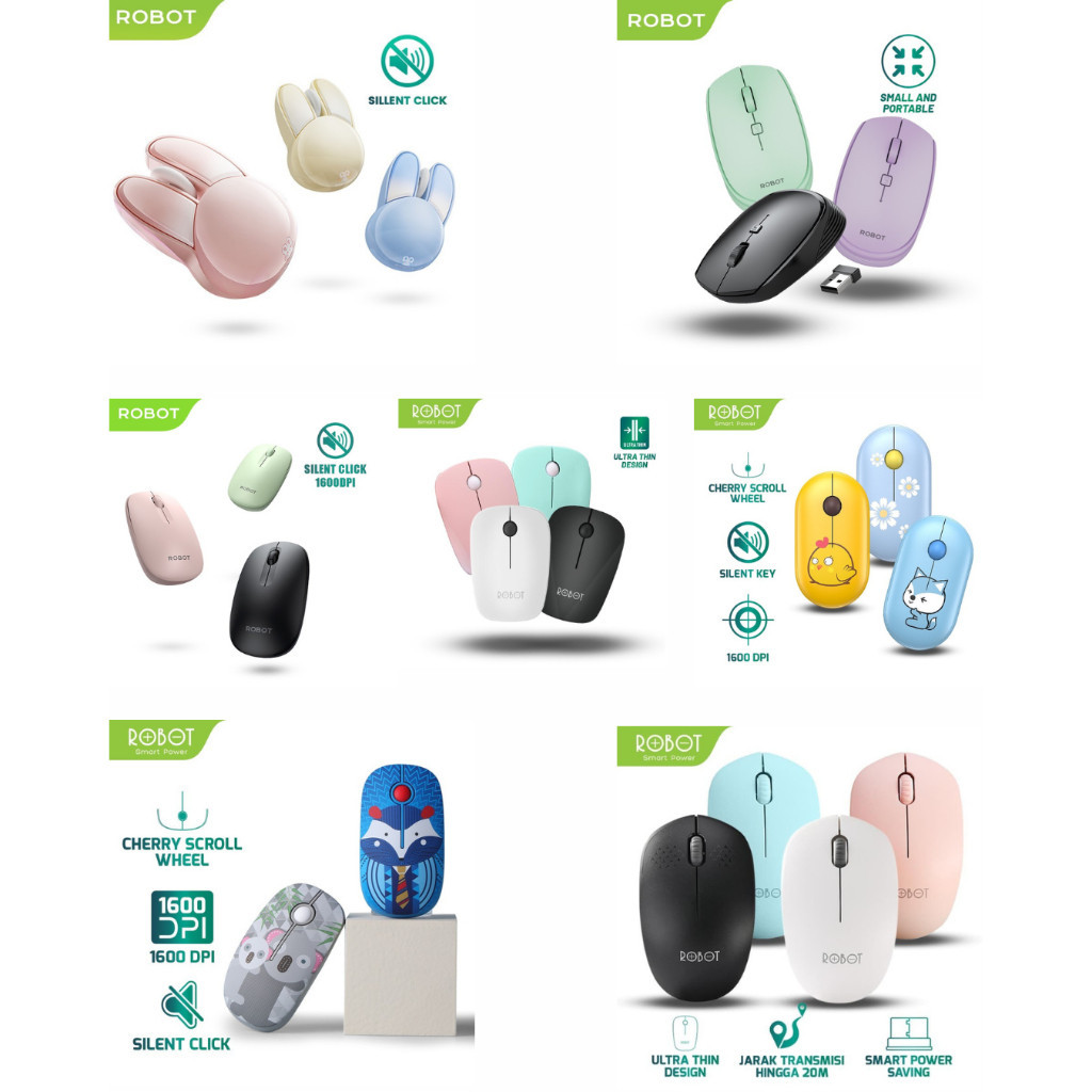 Jual Mouse Wireless ROBOT M380/M260/M205/M230/M330/M220/M210/M370 Original Bergaransi | Shopee ...