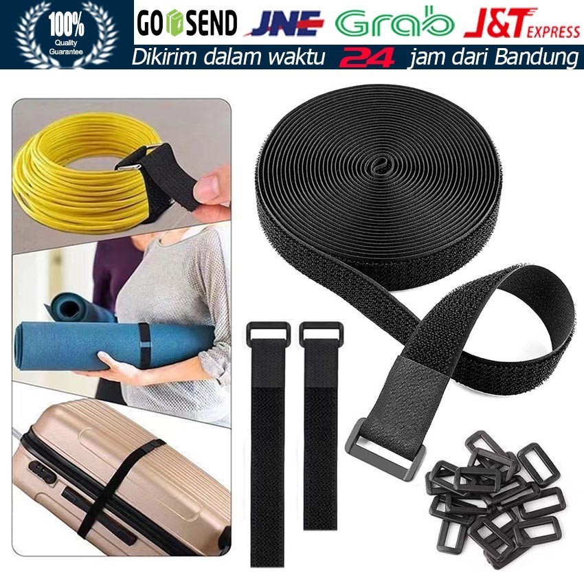 Jual 5M/10M Hook&Loop Cable Tie / Pengikat Kabel Ties Hook&Loop Organizer / Nylon Fastener Strap ...