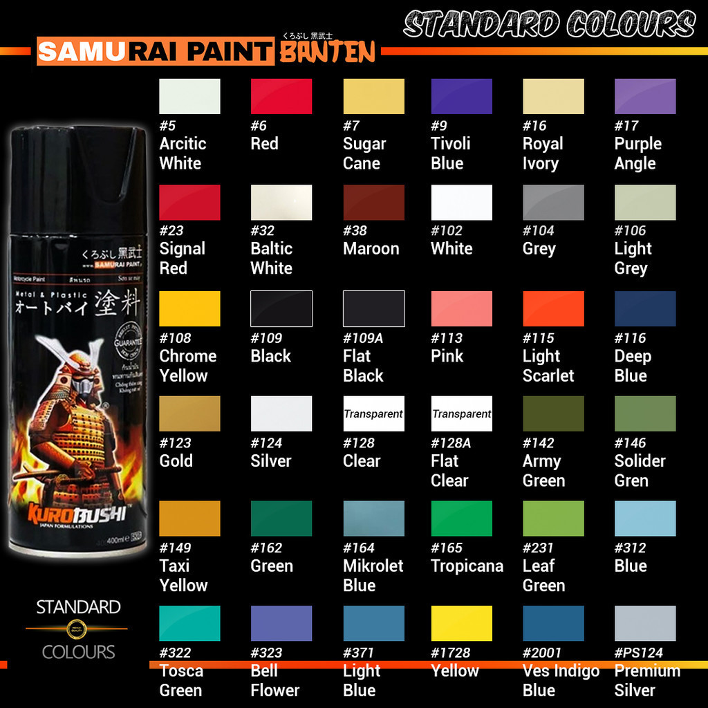 Jual Samurai Paint Standard Colours Warna Standar Varian Terlengkap ...