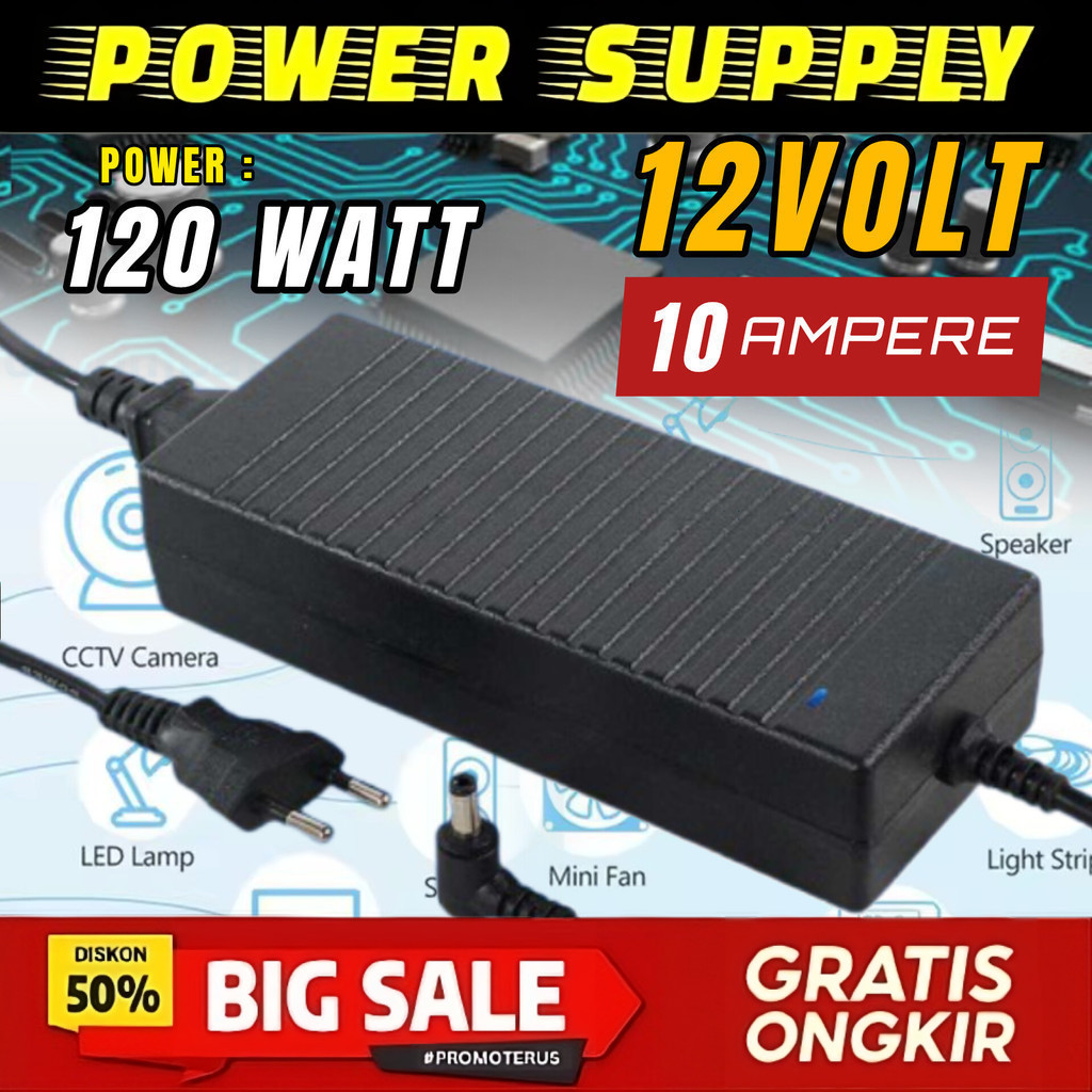 Jual Power Supply DC 12V 10A Universal Converter AC to DC 120 Watt untuk LED Monitor Running ...