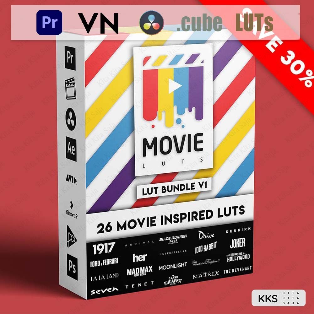 Jual (BISA VN) Gumroad Movie LUTs Bundle V1 LUT LUTs VN Premiere Pro Davinci Android iOS PC ...