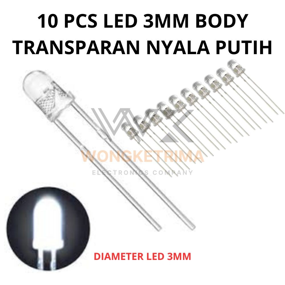 Jual LED 3mm White Light Cahaya Putih Jernih, Ideal untuk Proyek DIY ...