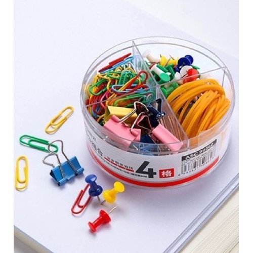 Jual M&G Colorfull Office Set 4in1 Push Pin Binder Clip Paper Clip set ...