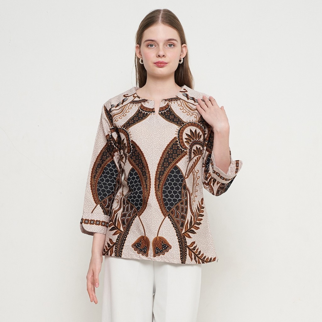 Jual Blouse Batik Wanita Atasan Batik Wanita Lengan Panjang Warna ...