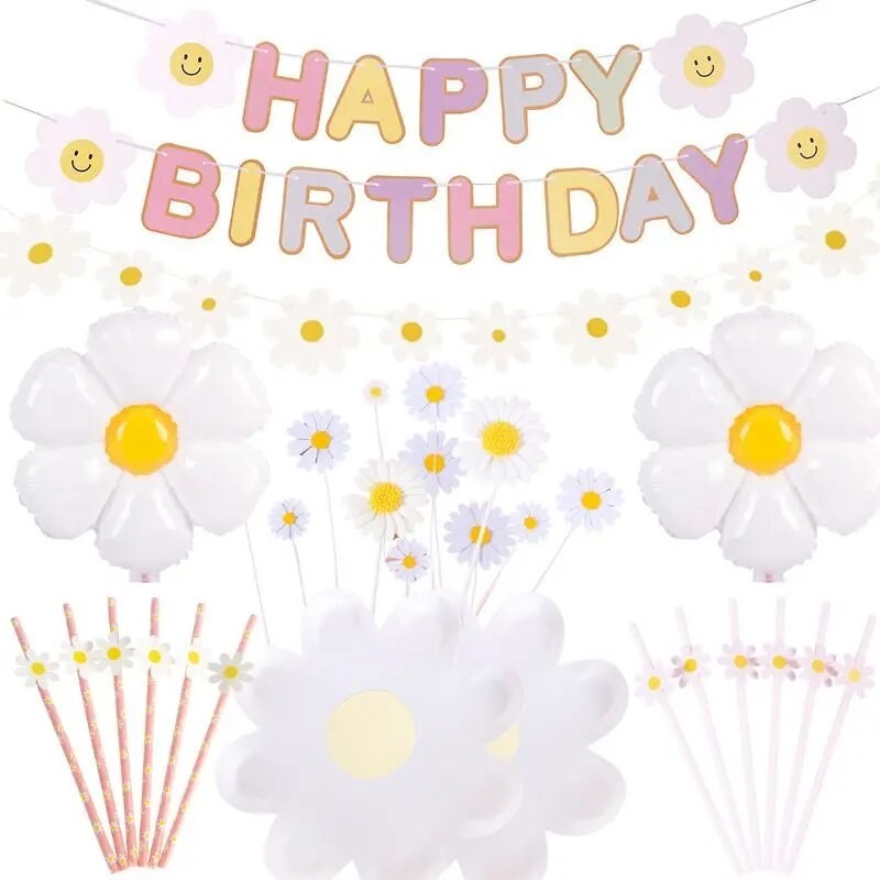 Jual Daisy Birthday Party Decoration For Kids Happy Birthday Banner ...