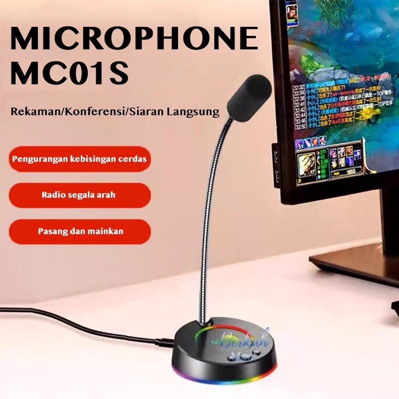 Jual 2 IN 1 Lecoo Microphone USB + LED Light Portable Multimedia Live ...