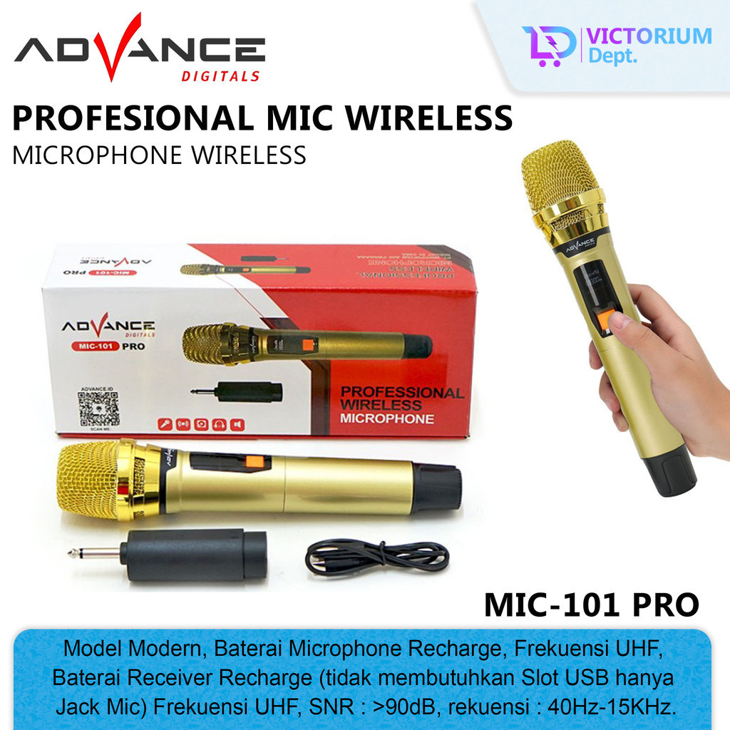 Jual Microphone ADVANCE MIC-101 PRO Profesional Mic Wireless Garansi ...