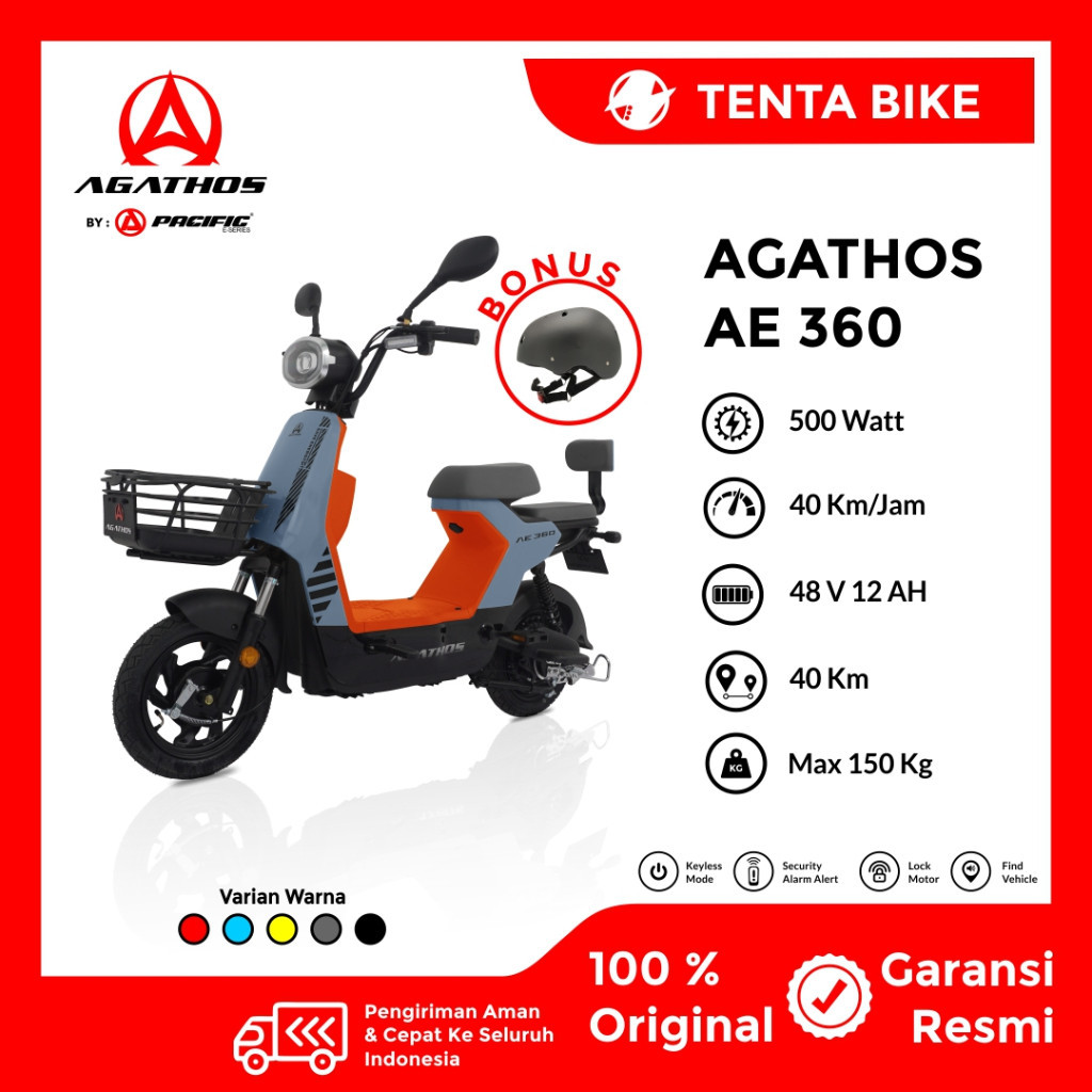 Jual Sepeda Listrik Dewasa Agathos AE 360 Bergaransi Resmi 100% Original Extra Bonus Helm ...