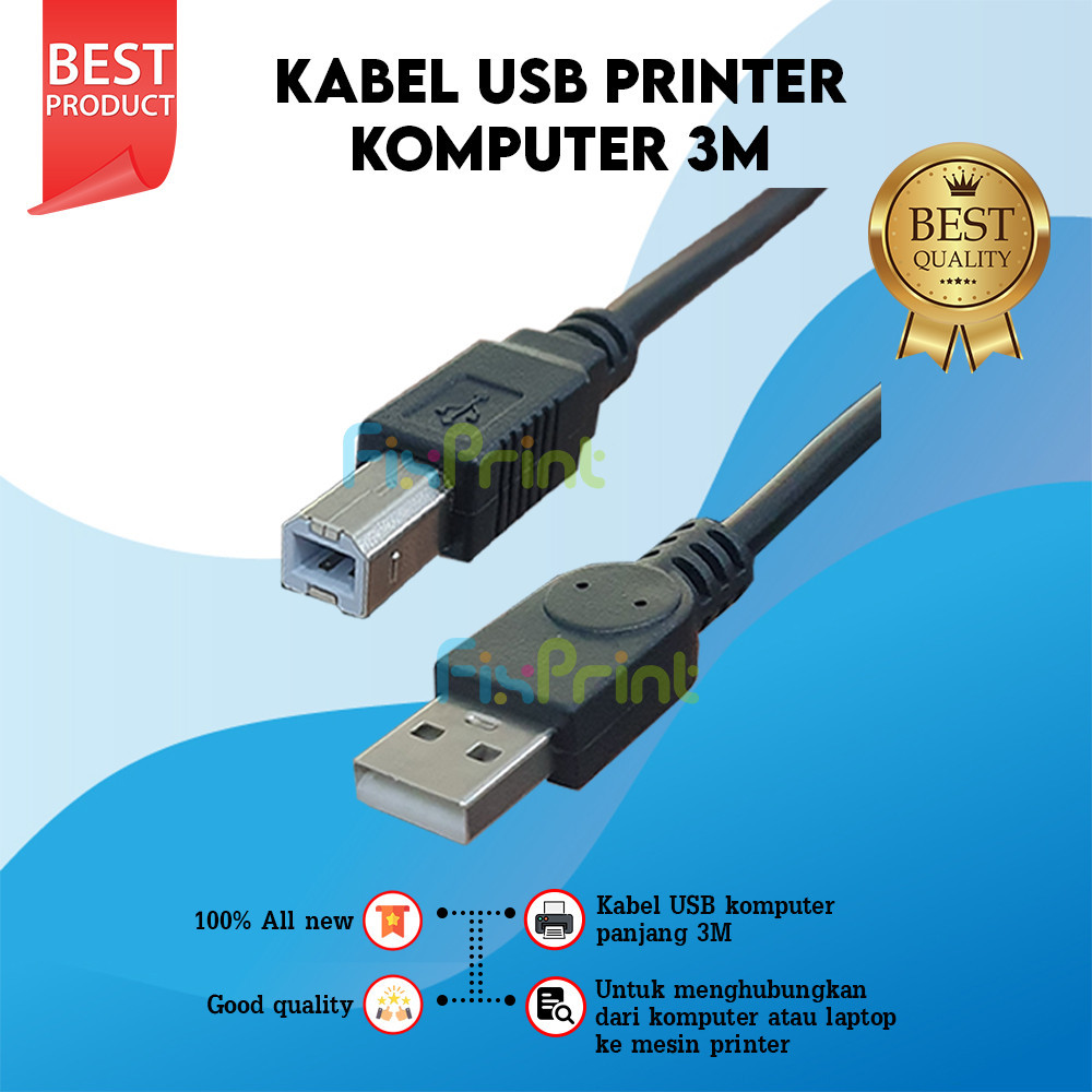 Jual Kabel Data USB Printer Panjang 3 Meter All Merk Printer, A Male B ...