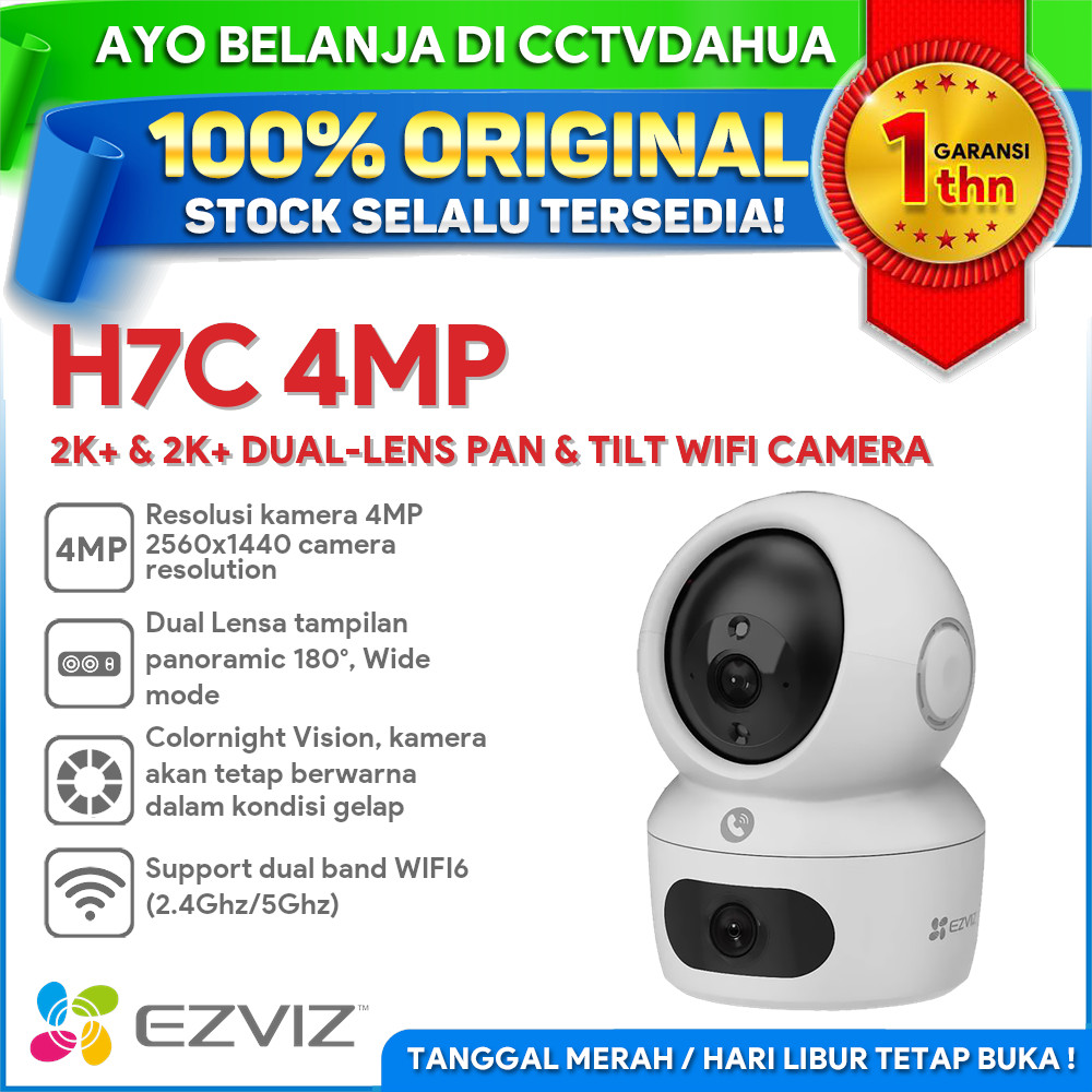 Jual EZVIZ H7C 4MP 2K+ & 2K+ DUAL-LENS COLORNIGHT PAN & TILT WIFI CAMERA | Shopee Indonesia