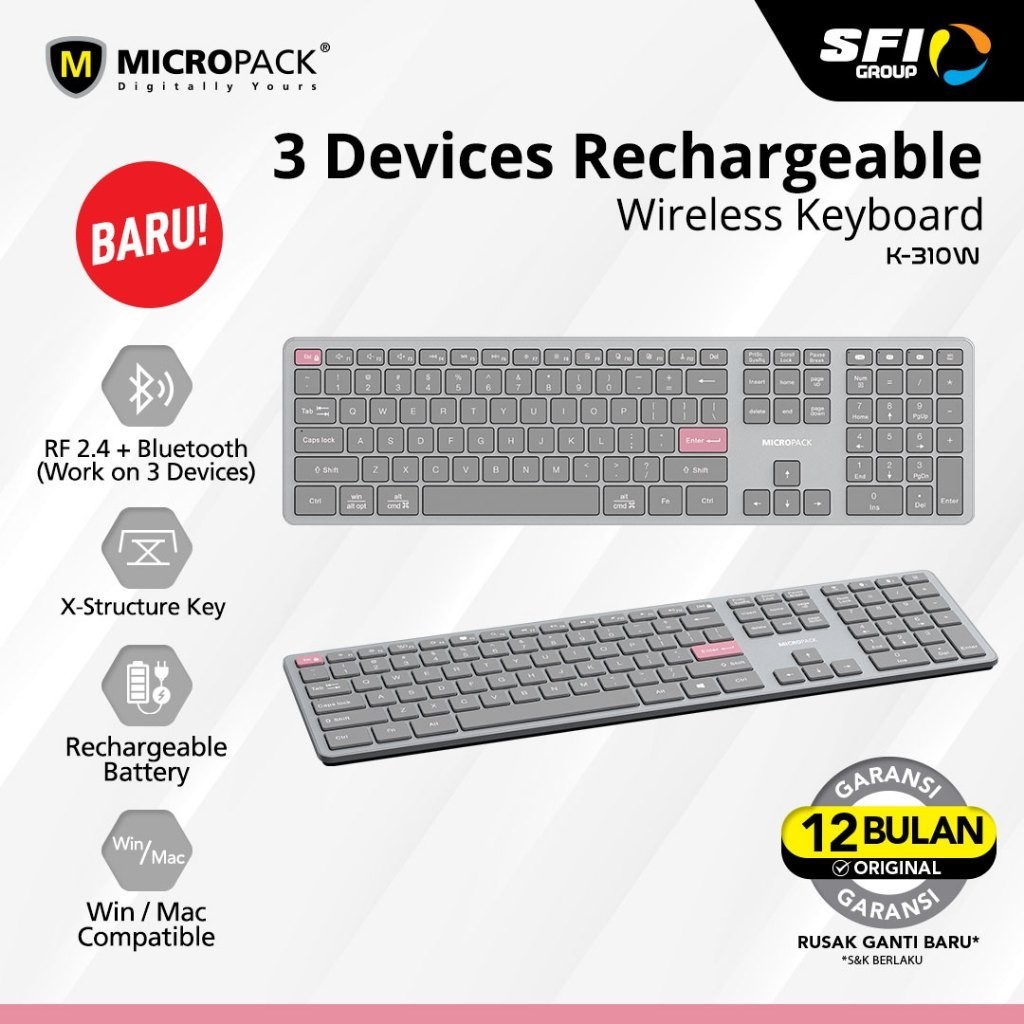 Jual MICROPACK KEYBOARD WIRELESS - LIFESTYLE - 2.4G + BLUETOOTH ...