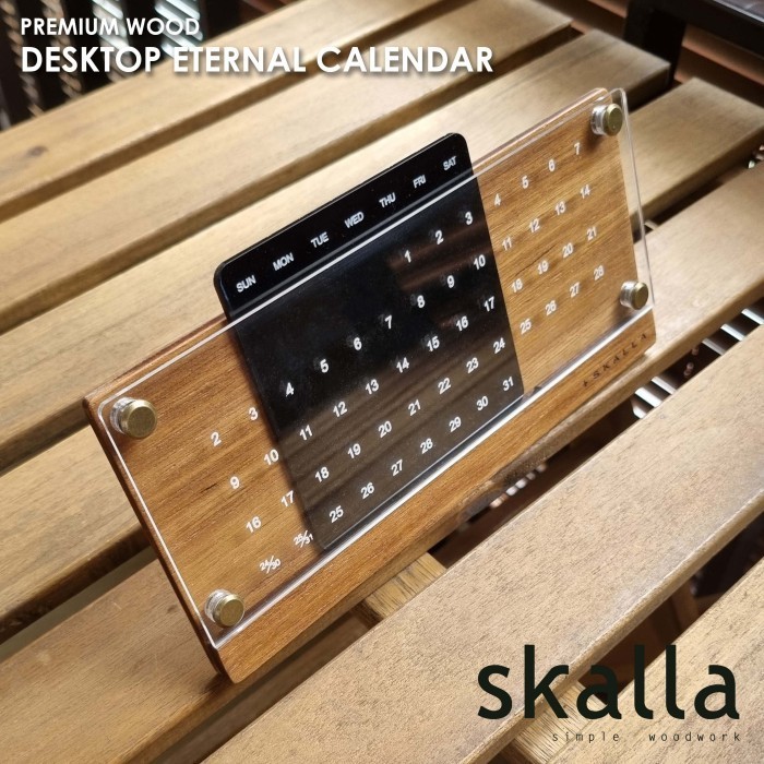 Jual Wooden Eternal Calendar kalender abadi kayu meja souvenir ...