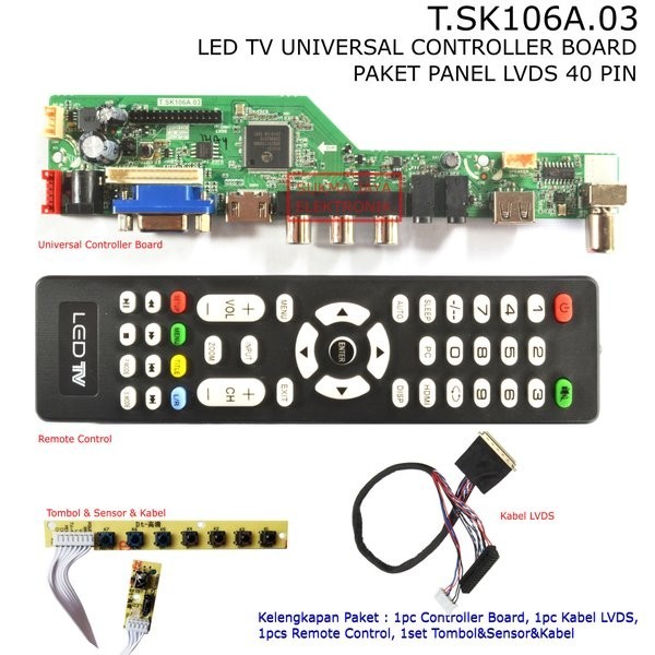 Jual Paket Panel Laptop - Universal Controller Board LCD - LED TV USB ...